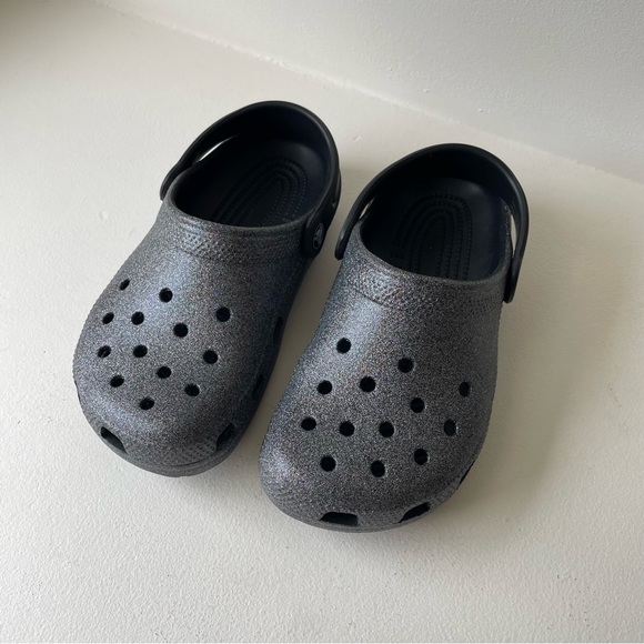 CROCS | Shoes | Crocs Classic Glitter Kids Clog Black Size J | Poshmark
